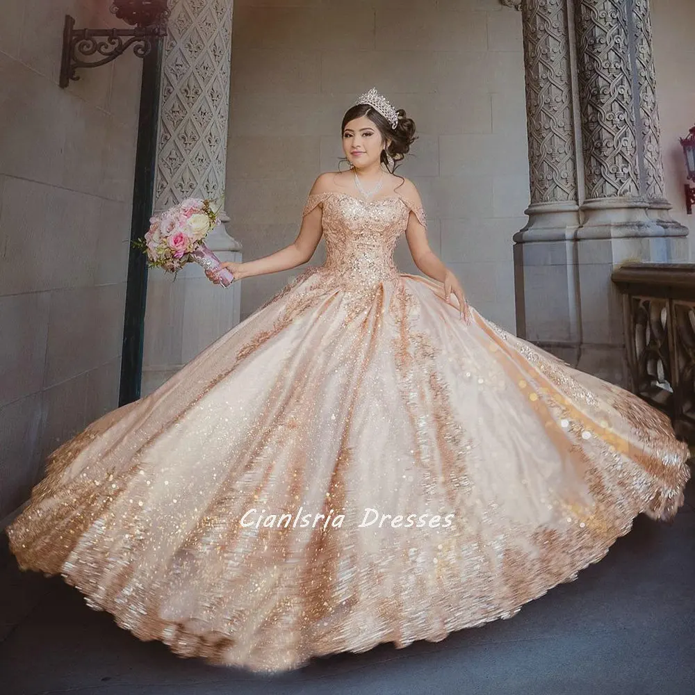 Vestido De baile De quinceañera con apliques De lentejuelas, corsé De ...