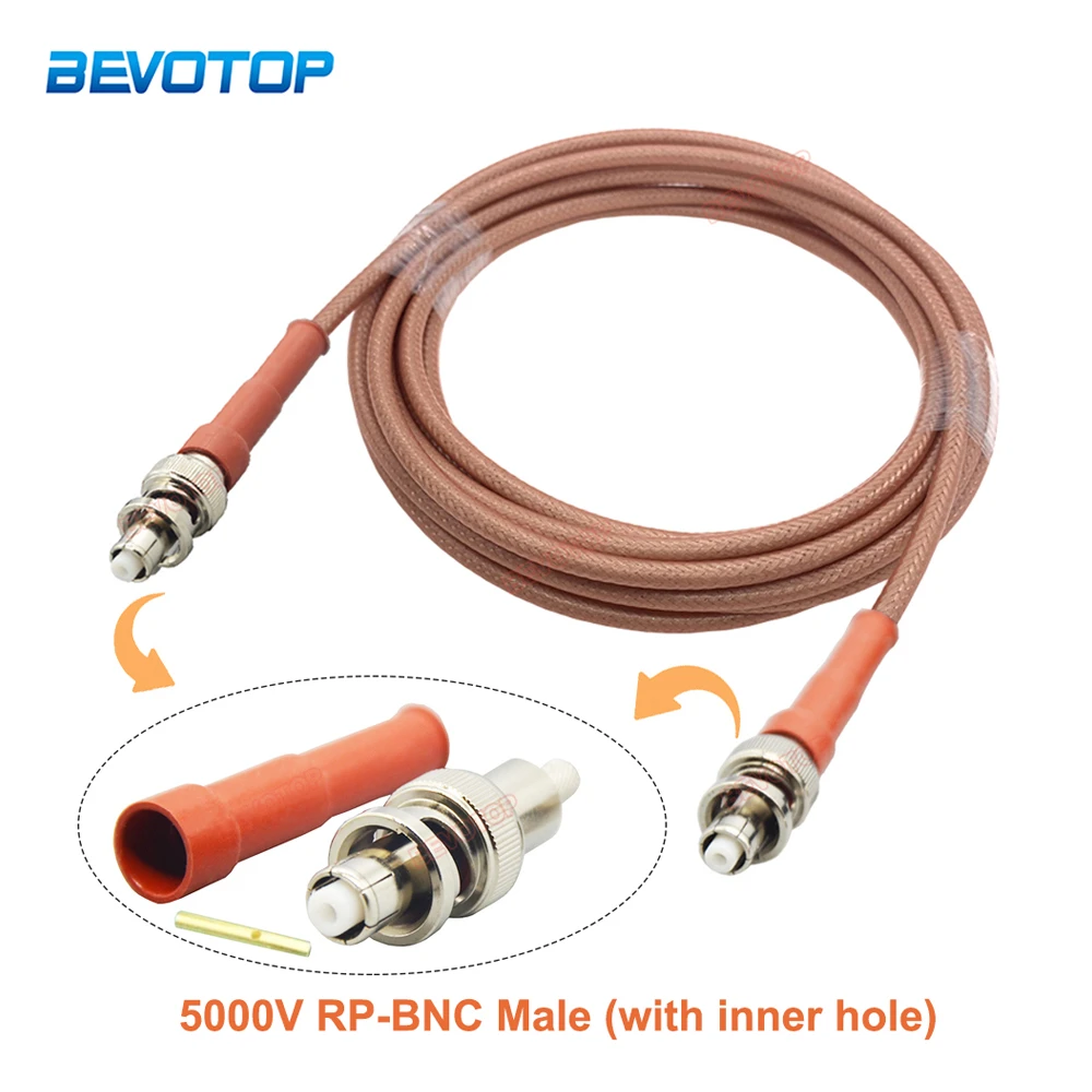 BEVOTOP High Quality RG142 Cable SHV 5000V 5KV RP BNC Male to RP BNC Male High Voltage Connector ...
