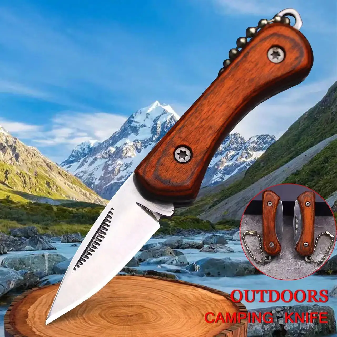 Portable-Mini-Wooden-Handle-Knife-Outdoor-Folding-Knife-Camping-Pocket ...