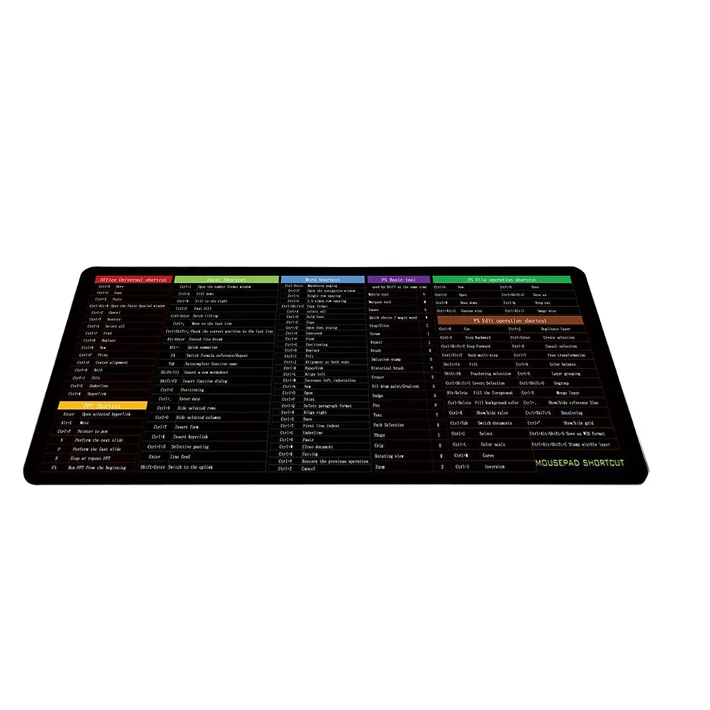 Pad-Mouse-Mat-Desk-Shortcut-Mousepad-Keyboard-Gaming-Large-Slip-Excel ...