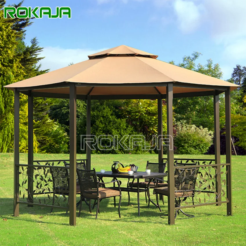 Fabric-Roof-Octagonal-Pavilion-Outdoor-Tent-Double-Top-Roman-Outdoor ...