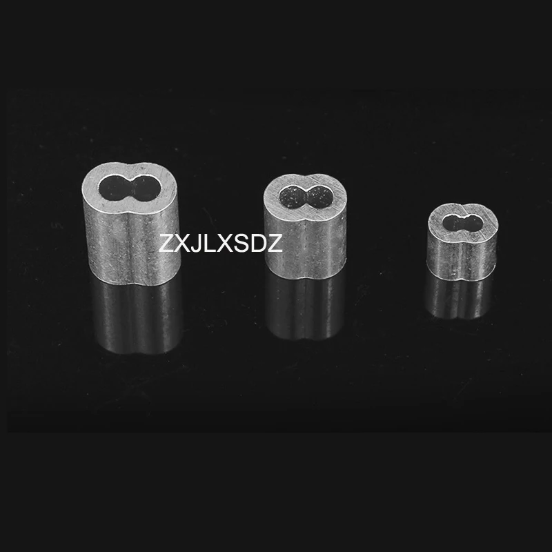 20pcs Aluminum Crimping Loop Sleeve Double Barrel Ferrule For Wire Rope ...