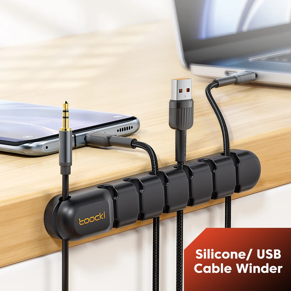 Toocki Cable Organizer Wire Holder Flexible Usb Cable Management ...