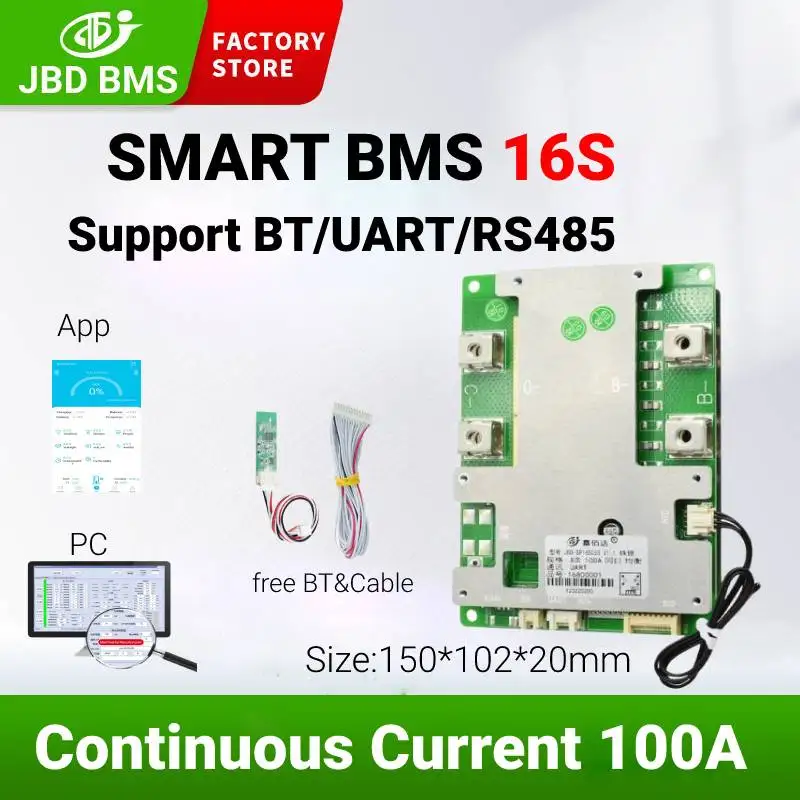 BMS-16S-100A-JBD-Smart-48V-Lifepo4-Bms-60V-Li-ion-Lithium-Battery-Pack ...