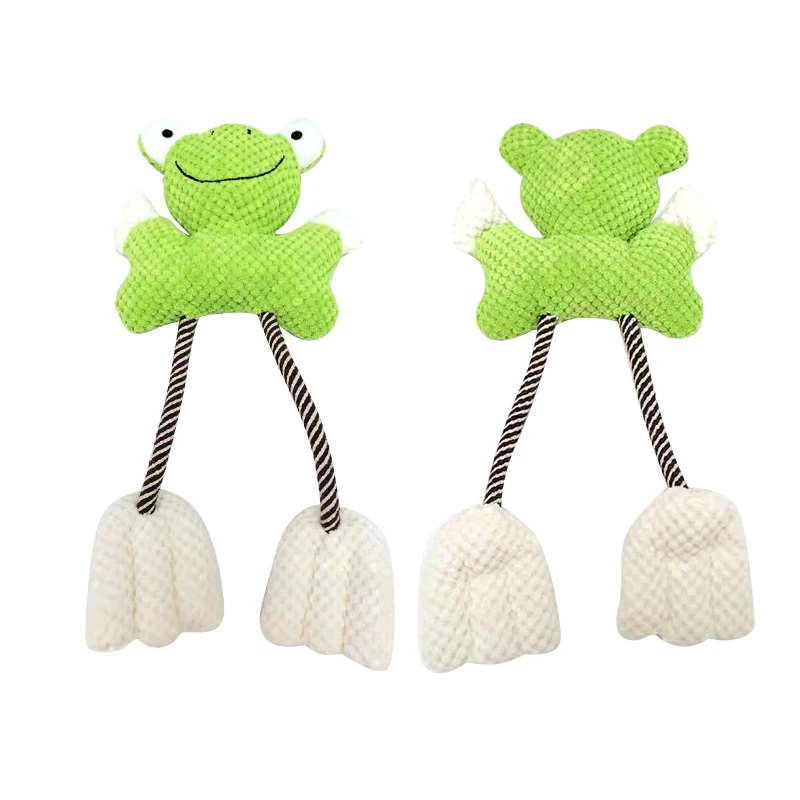 Pet Toy Frog Shape Corduroy Chew Toy For Dogs Puppy Squeaker Squeaky ...