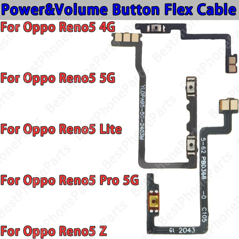 For Oppo Reno5 Lite Pro Reno5Z 4G 5G Side Button Switch Volume Key Off ...