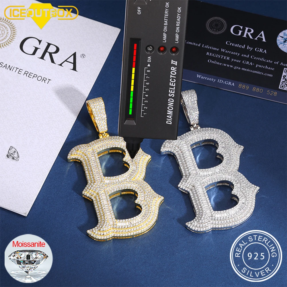 New-Design-Men-Women-Hip-Hop-Baguette-Moissanite-Letter-Iced-Out ...