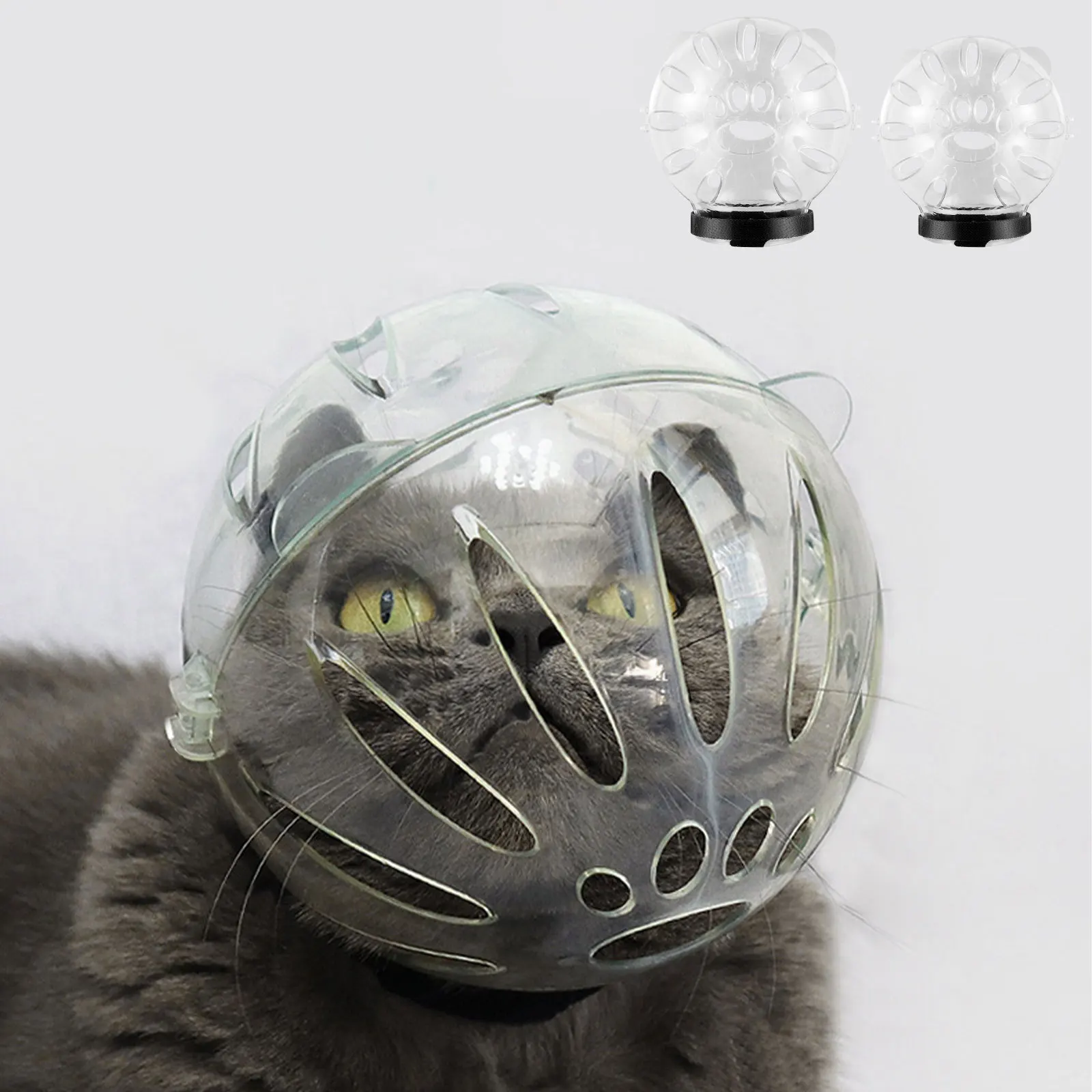 Cat Muzzle and Boots Anti Bite Cat Breathable Hood Anti Licking Clear ...