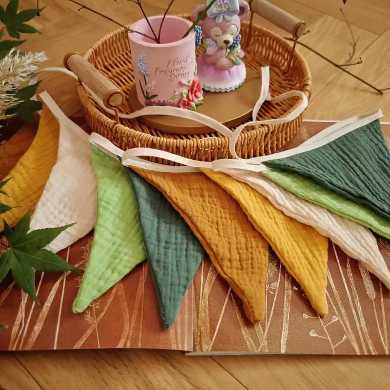 Pennant-Banner-Flags-Cotton-Fabric-Triangle-Pennant-Garlands-Washable ...