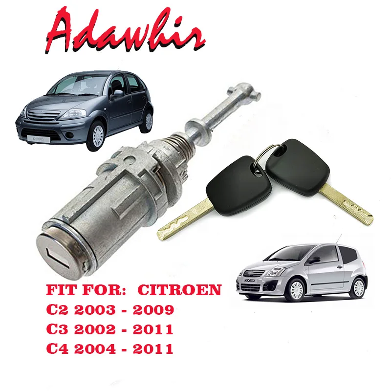 For Citroen C2 C3 9170.T9 Car Left Door Lock Cylinder Locks Accessories With 2 Keys Replacement ...