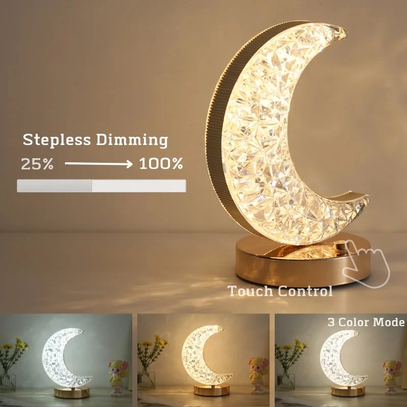 Crystal-Touch-Dimming-Moon-Night-Light-Girls-Room-Home-Decor-Aesthetics ...