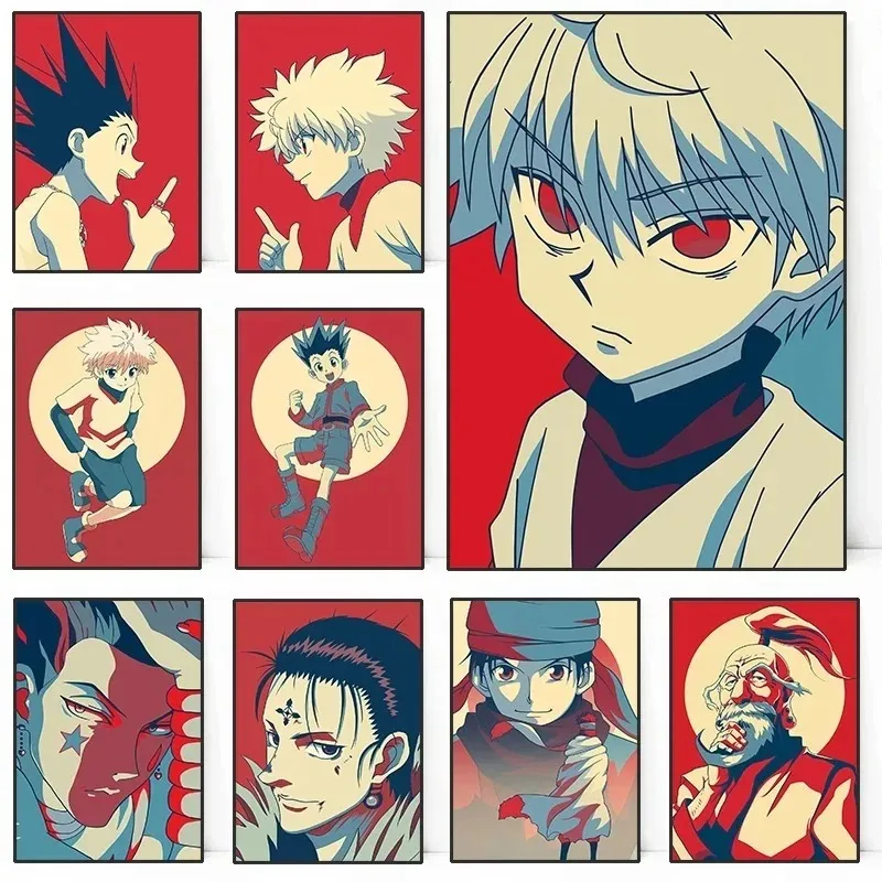 Hunter-X-Hunter-Retro-Anime-Posters-Killua-Zoldyck-Kurapika-Gon-Freecss ...