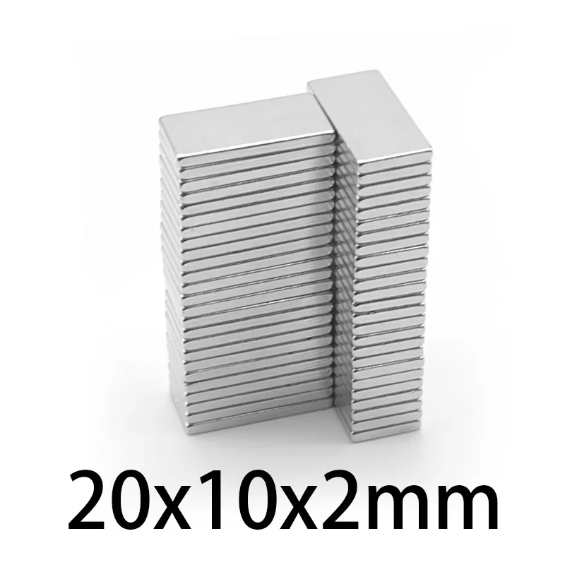 10PCS-20x10x2-mm-Quadrate-Rare-Earth-Neodymium-Magnet-With-Glue-Tape ...