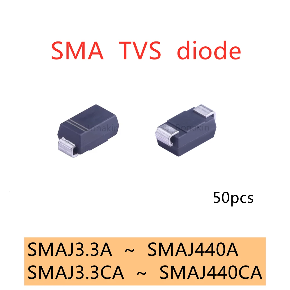 50pcs SMD SMA TVS Diode SMAJ 3.3CA 5.0CA 6.0CA 6.5CA 12CA 13CA 14CA ...