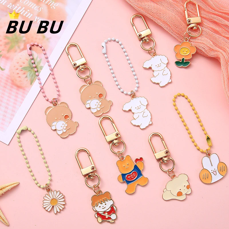 2pcs Ins Style Cartoon Metal Keychain Exquisite Cute Bag Ornaments ...