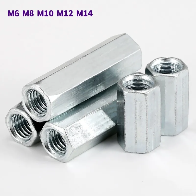 M6-M8-M10-M12-M14-Galvanized-Hex-Rod-Coupling-Nuts-Connection-Thread ...