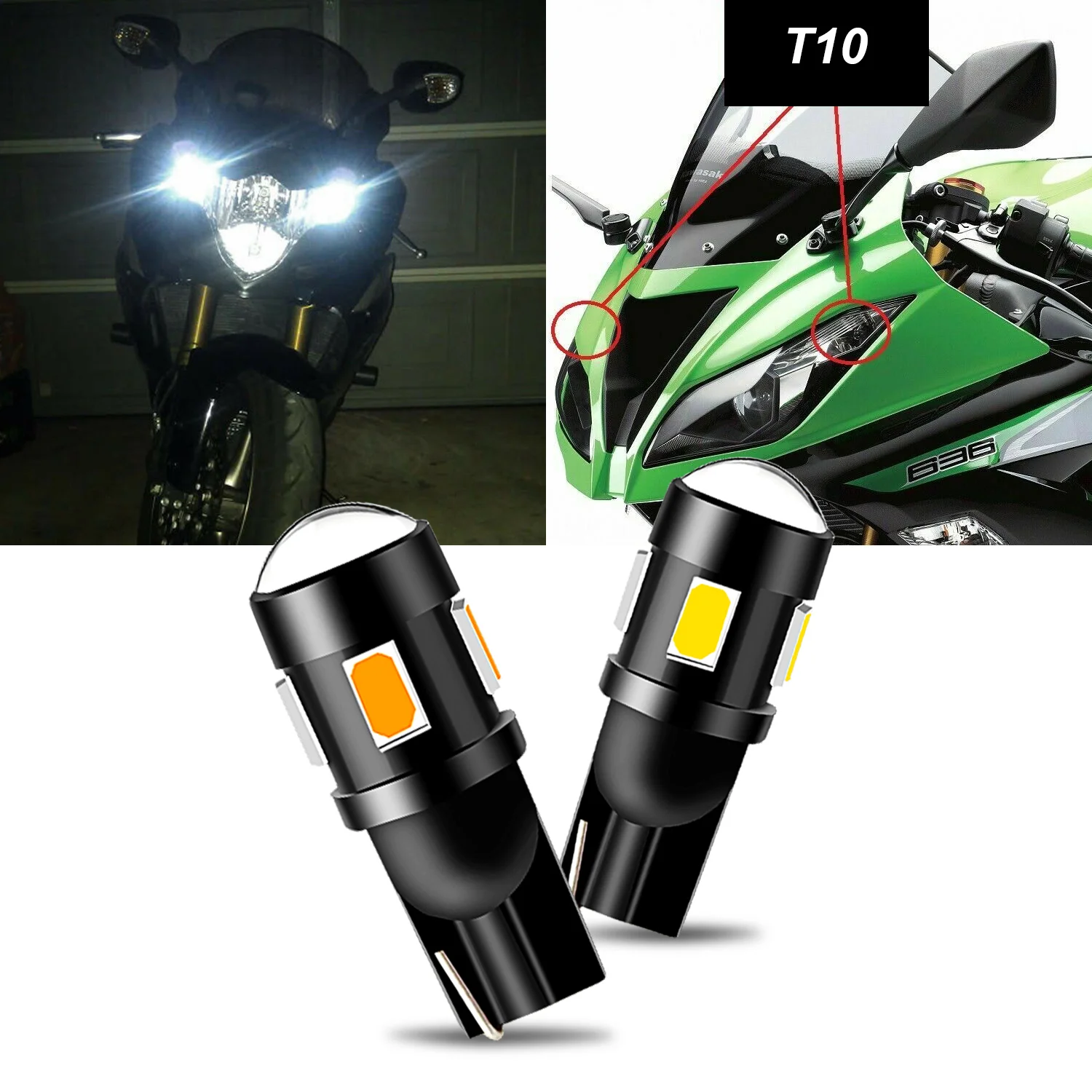 2Pcs-CANbus-LED-Motorcycle-Position-Parking-White-Blue-FOR-Kawasaki ...