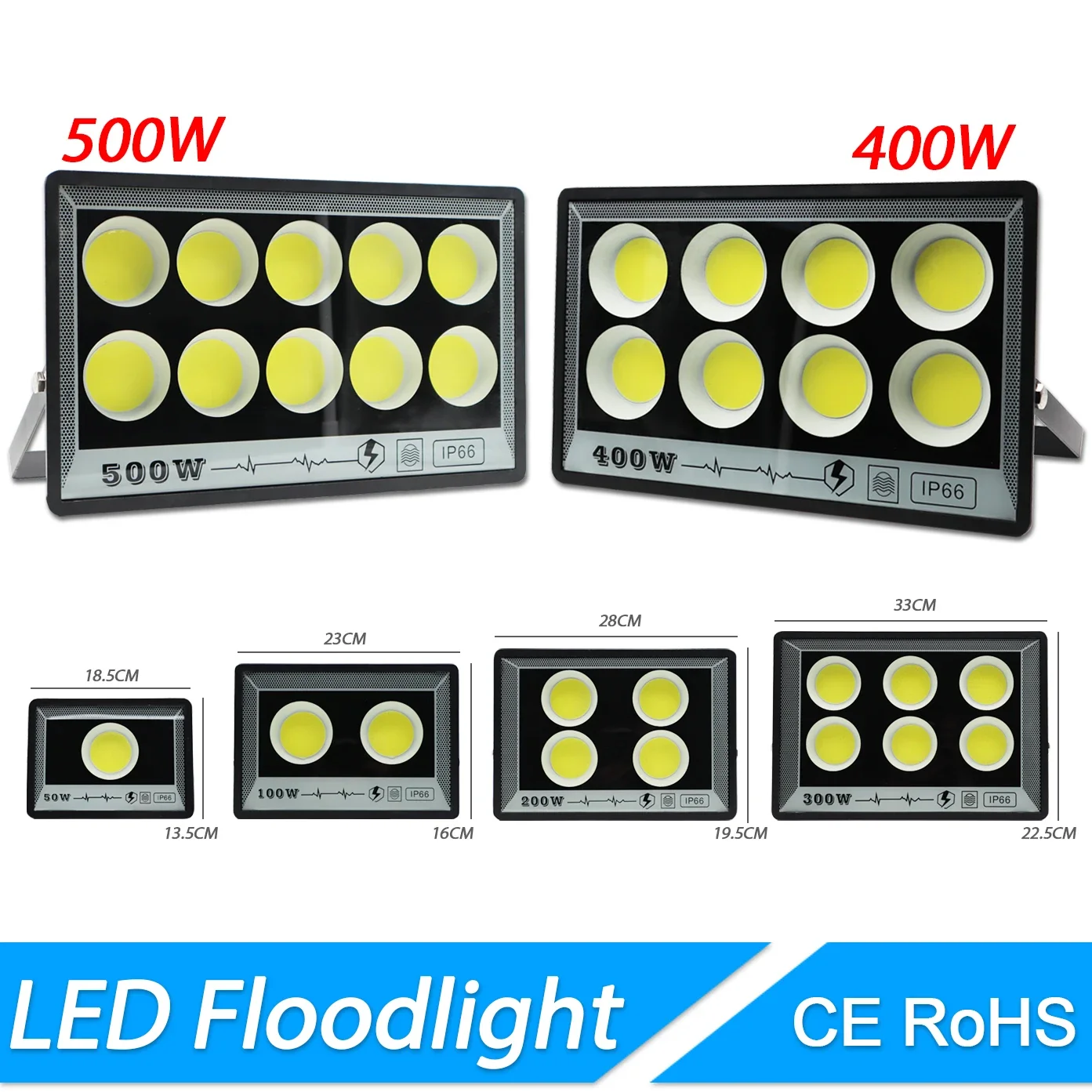 NEW 50/100/200/300/400/500W Led FloodLights AC 175-265V Outdoor Wall ...