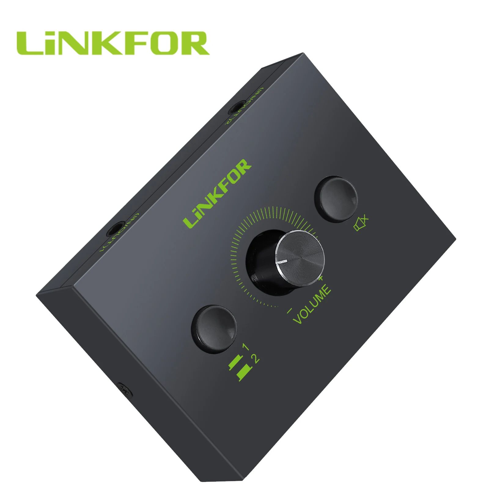 Linkfor audio 3.5mm switch 2in1 bidirecional switcher splitter 2x1/1x2 com botão mudo suporte de ...