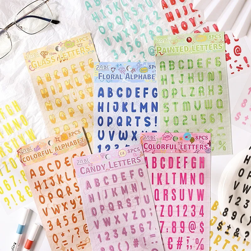 Rainbow Alphabet PET Stickers English Cut Out Decorative Stickers for ...