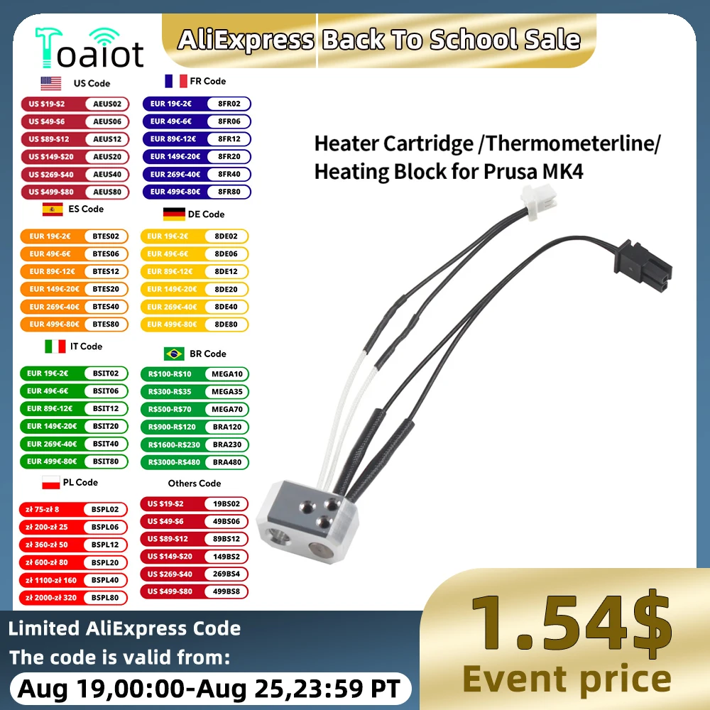 For-Prusa-MK4-Heating-Block-Kit-Thermometer-Line-Thermistor-Cartridge ...