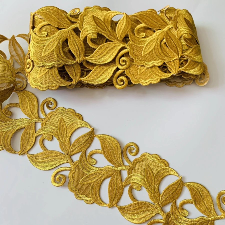 10CM, 20CM Wide Gold Trim Embroidery Hollow Iron On Lace Trim for Gowns ...