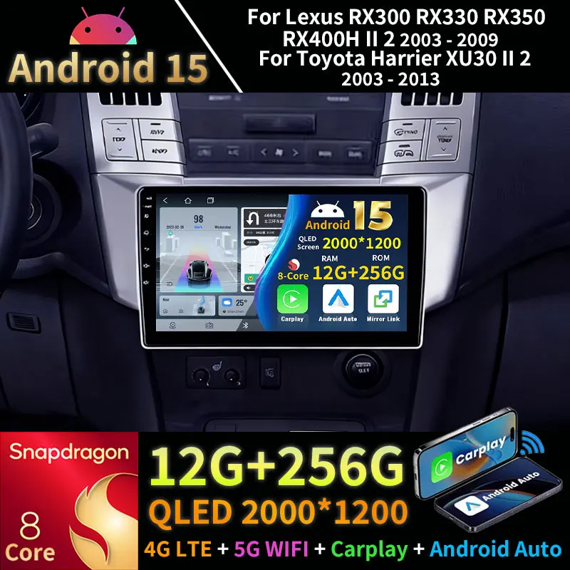 Android 15 Car Radio For Lexus RX300 RX330 RX350 RX400H II 2 2003 ...