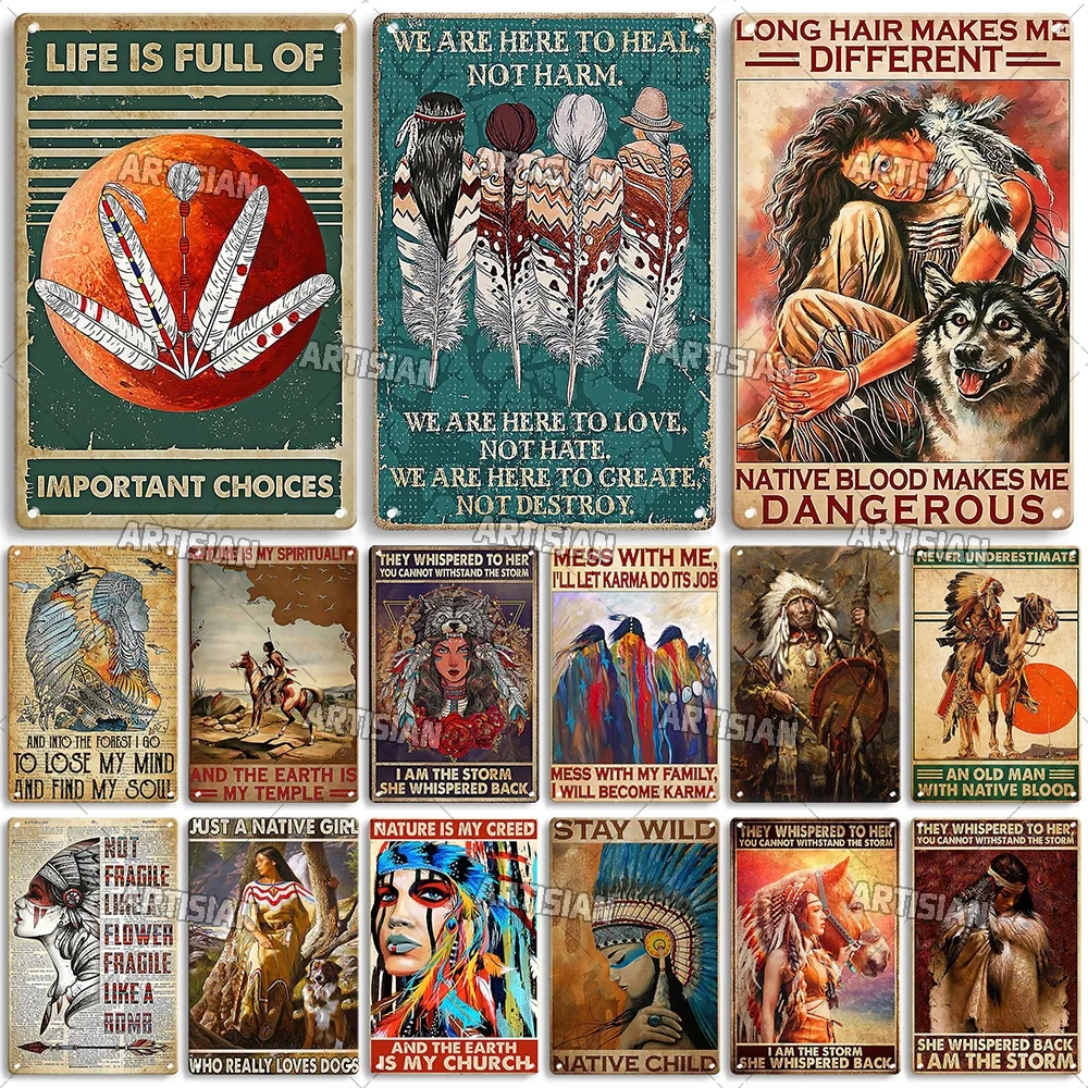 Artisian-Native-Girl-Metal-Sign-Native-American-Tin-Poster-INDIAN ...