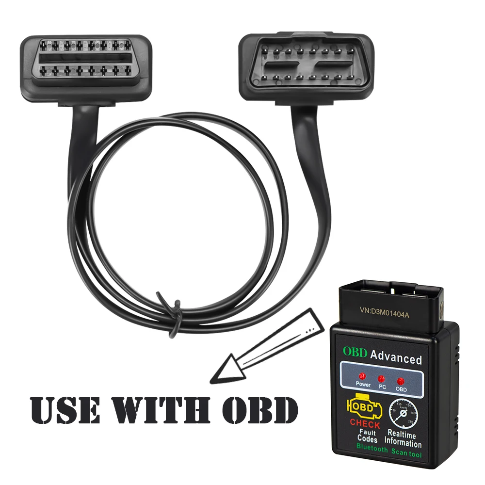 OBD-II-OBD2-16-Pin-Male-To-Female-Extension-Cable-60cm-Car-Diagnostic ...