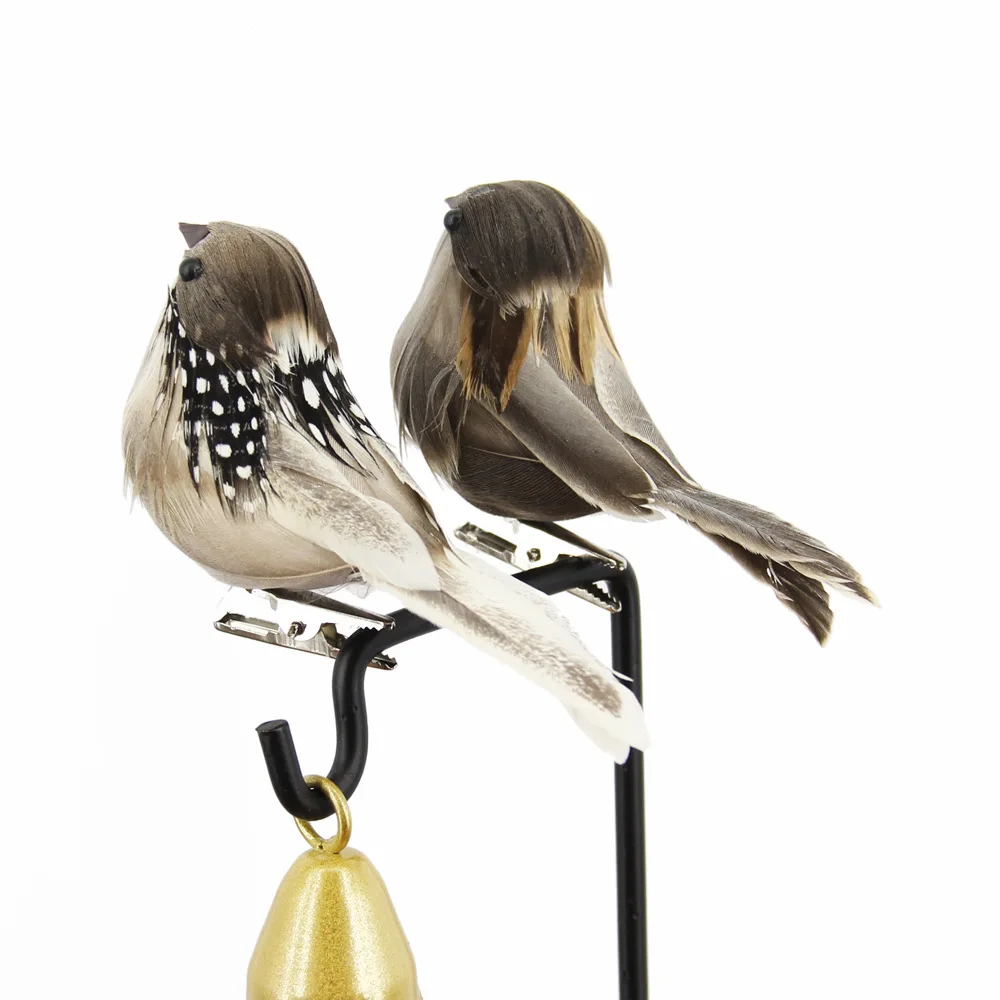 2-PCS-Feather-Bird-Imitation-Sparrow-Feather-Bird-Foam-Grey-Imitation ...