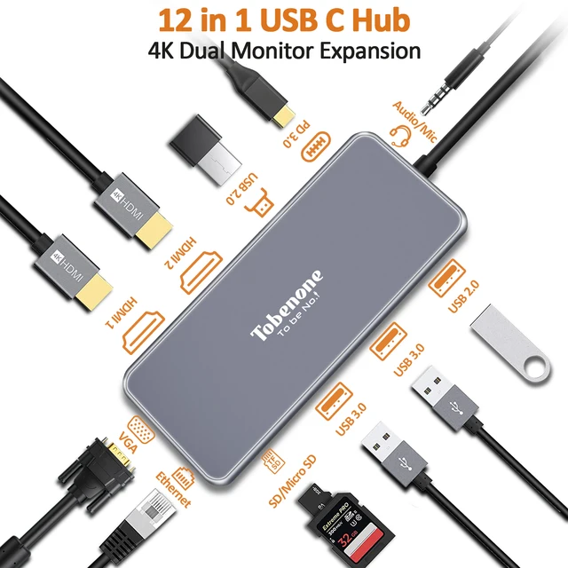 USB C Docking Station for MacBook Pro USB C HUB with 2 4K HDMI Dual ...