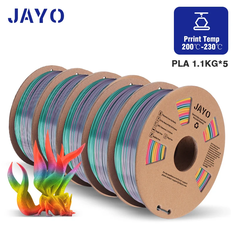 JAYO-SILK-PLA-Rainbow-Filament-1-75MM-5KG-Colorful-Rainbow-Filament-100 ...