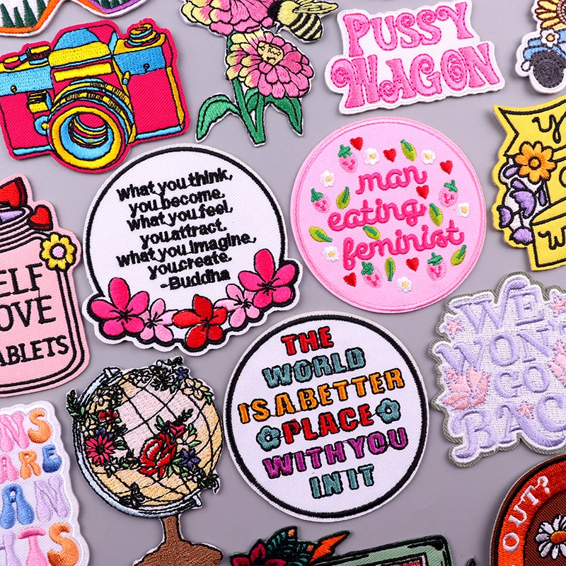 Inspirational-Phrases-Applique-Embroidery-Patch-Iron-On-Patches-For ...