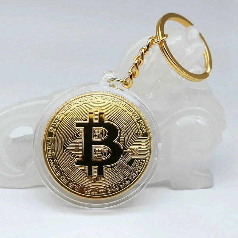 BitCoin-Keychain-Imitation-Physical-With-Plastic-Case-Metal-Antique-Bit ...