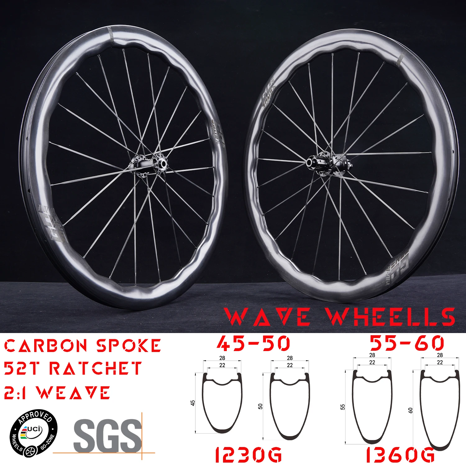 700c-Wave-Carbon-Wheelset-Disc-Brake-Gravel-Carbon-Spoke-1230g-Ratchet ...