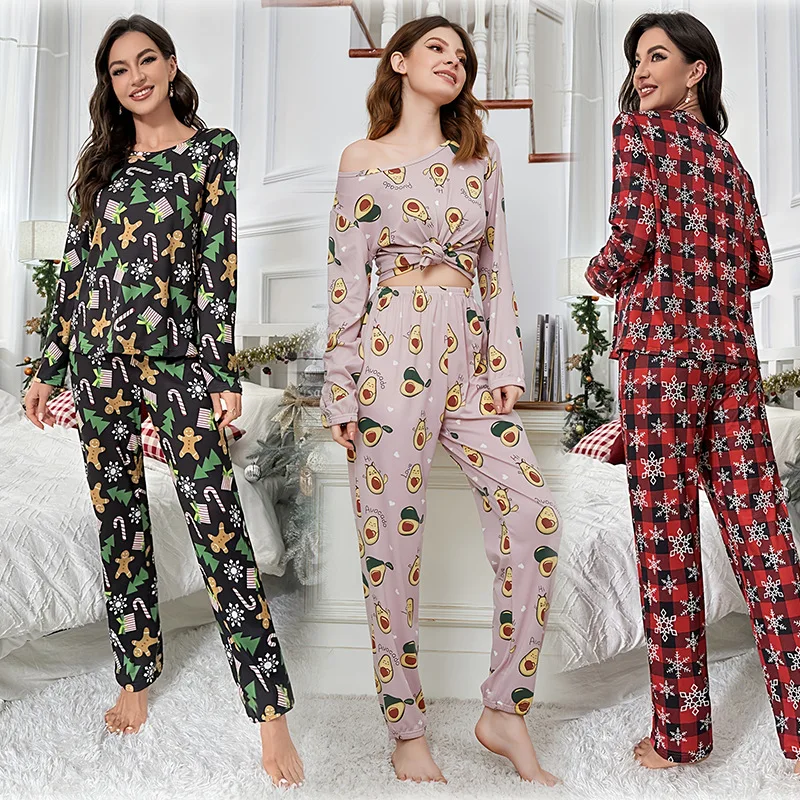 2024-Autumn-Winter-Christmas-Pajamas-Women-s-Home-Clothes-Milk-Silk ...