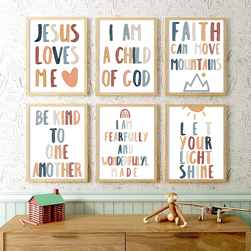 Christian-Nursery-Wall-Art-Prints-Boho-Kids-Bible-Verse-Posters-Canvas ...