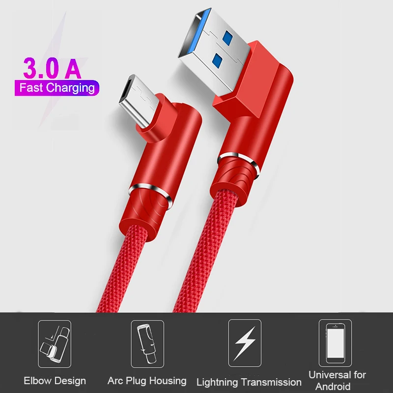 90-Angle-USB-C-Type-C-Cable-Charger-Wire-For-Samsung-Huawei-Xiaomi-USB ...