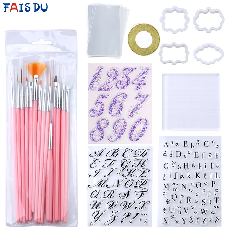 Cake Cookie Decorating Tool Set Letter Alphabet Cookie Cutter Embosser ...