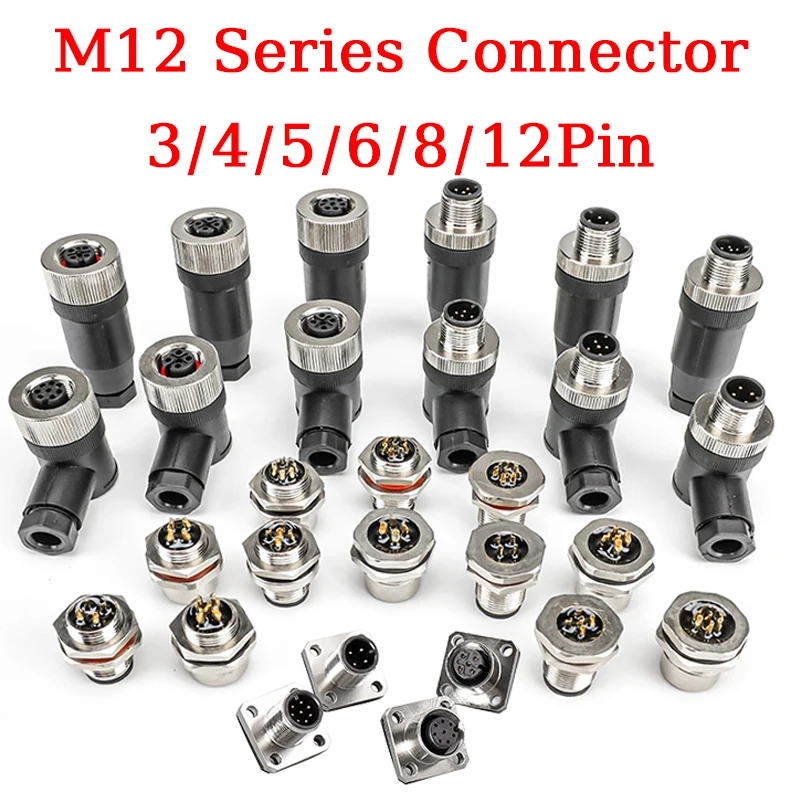 5-20-PCS-M12-12mm-Connector-Aviation-Panel-Back-Front-Mount-Flange ...
