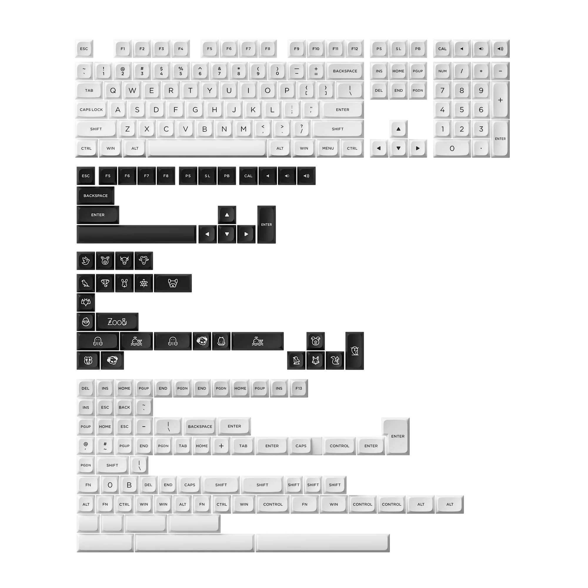 Akko-Black-on-White-Keycap-Set-227-keys-MDA-Profile-Double-shot-Keycaps ...