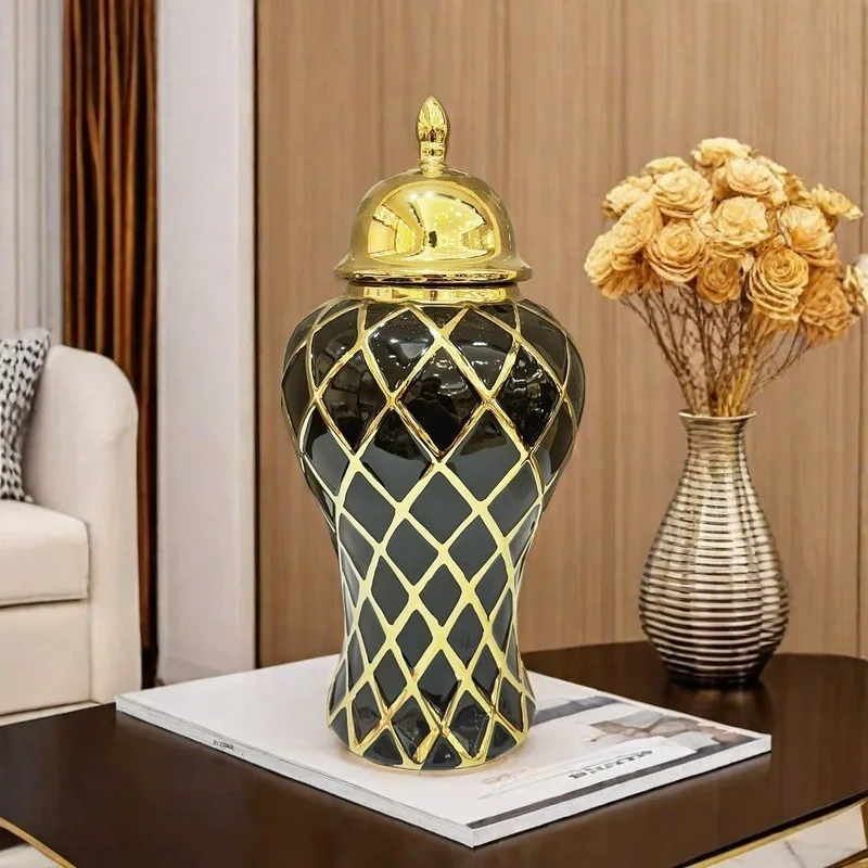 Flower Vase Electroplating General Jar Ceramic European Style Black ...