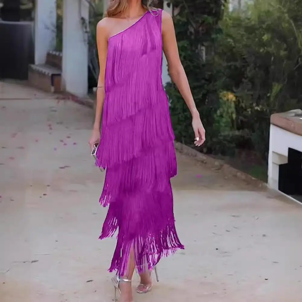 Spring Summer Dress Cocktail Party Dress Elegant Fringed Tassel Evening ...
