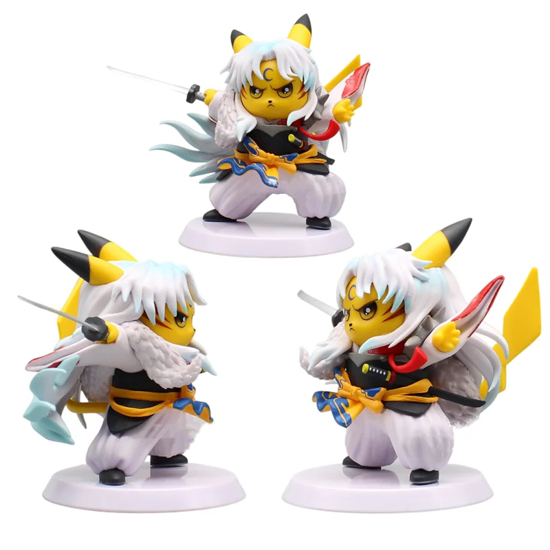Pokemon-Pikachu-Cosplay-Inuyasha-Sesshoumaru-Anime-Figure-PVC-Q-Version ...