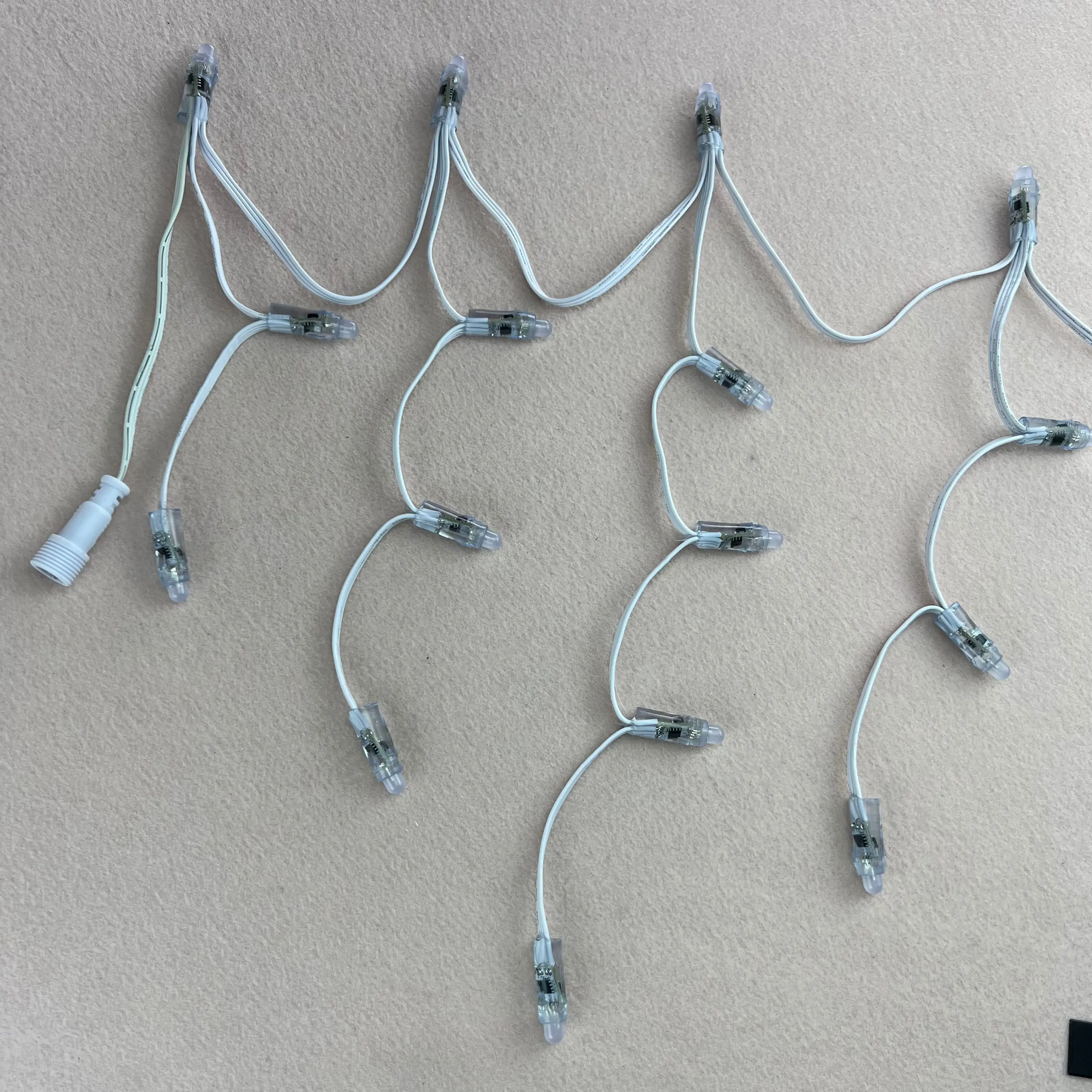 Individually-LED-full-color-Icicles-string-bullet-regulated-DC12V-WS2811-all-white-wire-IP68 ...