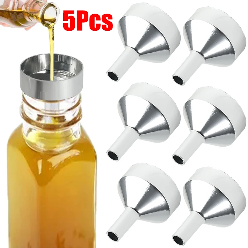 5Pcs-Mini-Stainless-Steel-Funnel-Kitchen-Oil-Liquid-Funnel-with ...