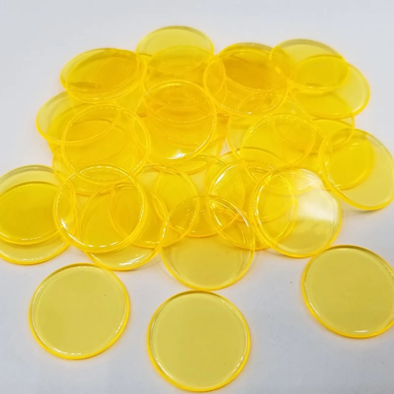100pcs Plastic Tokens 19mm Chips Transparent Round Chips Game Currency ...