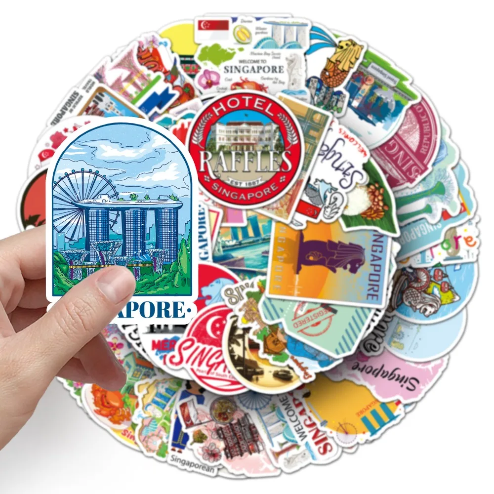 10/50Pcs Singapore Stickers Pack Outdoor Travel Theme Decal Set for ...