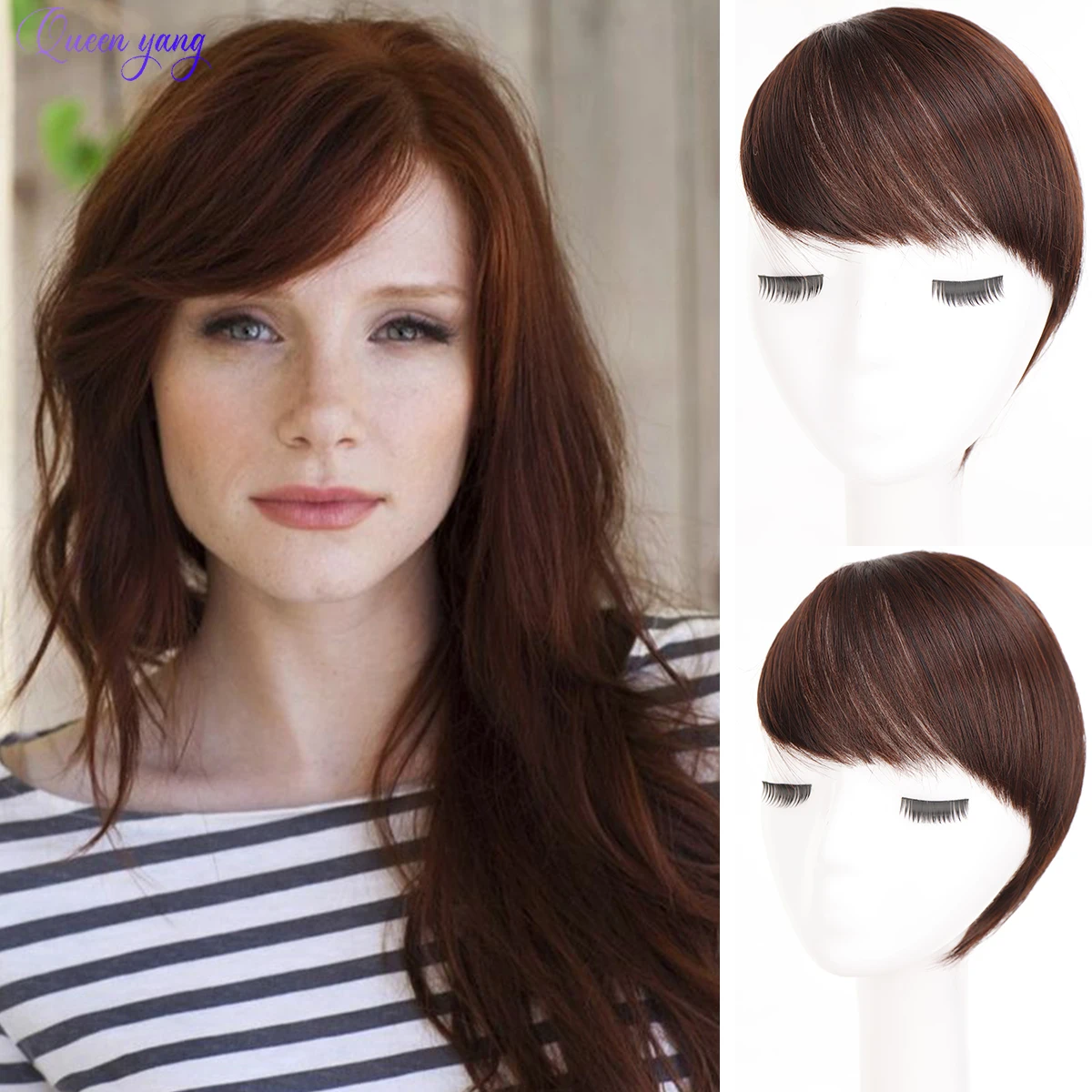 QUEENYANG-Synthetic-Wig-Bangs-Ladies-Tassel-Hair-Extension-Clip-In-Wig ...