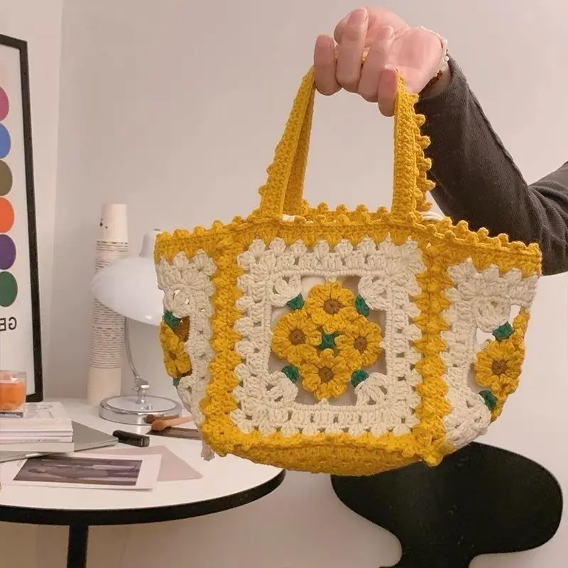 Kit-de-crochet-de-sac-main-fleur-jaune-mat-riel-de-bricolage-sac ...